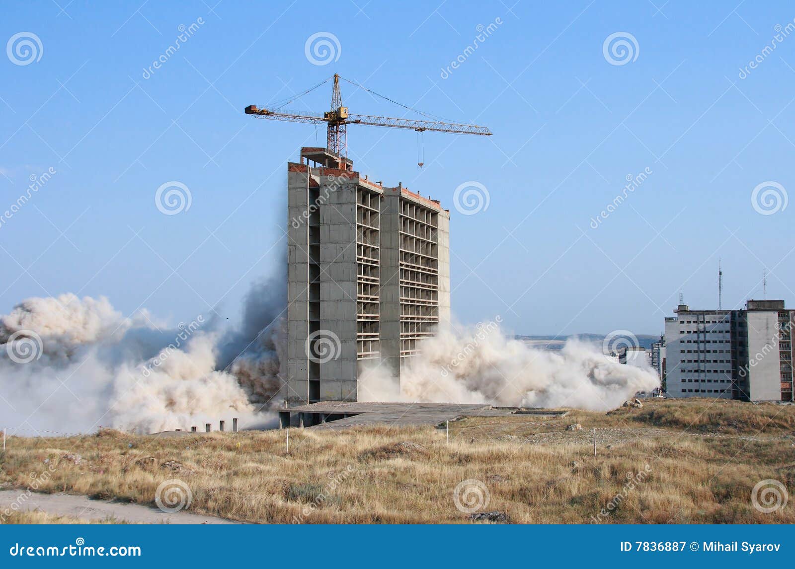 Explosion of building stock image. Image of pollution - 7836887
