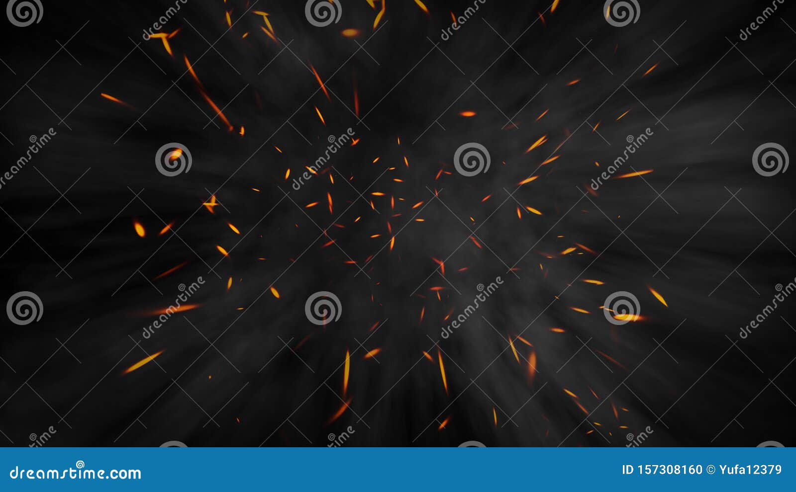 Explosion Burn Particles. Smoke on Black Background. Design Element ...