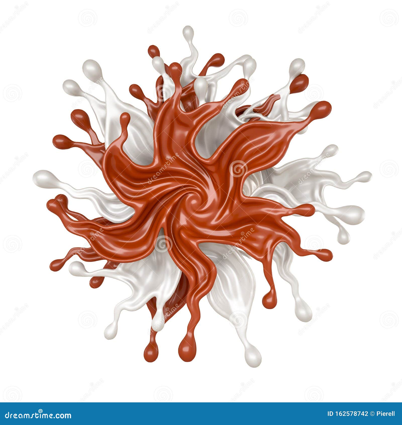Explosion Burst - Milk and Chocolate Isolated on White Background. 3d ...