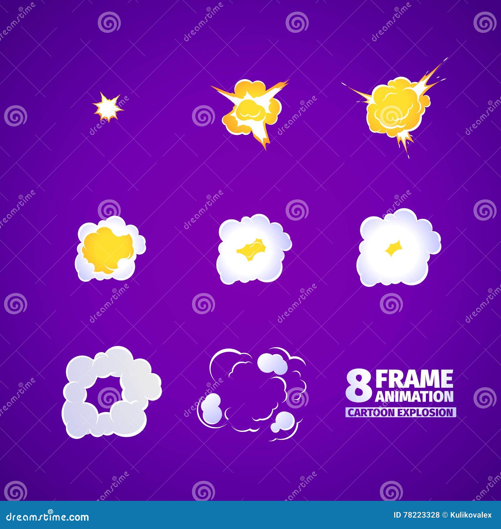 Explosion, Cartoon Explosion Animation Frames For Game. Sprite Sheet On ...