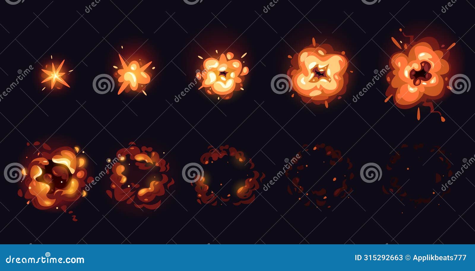 Vector Sprite Sheet Of Cracker Explosion Effect | CartoonDealer.com ...