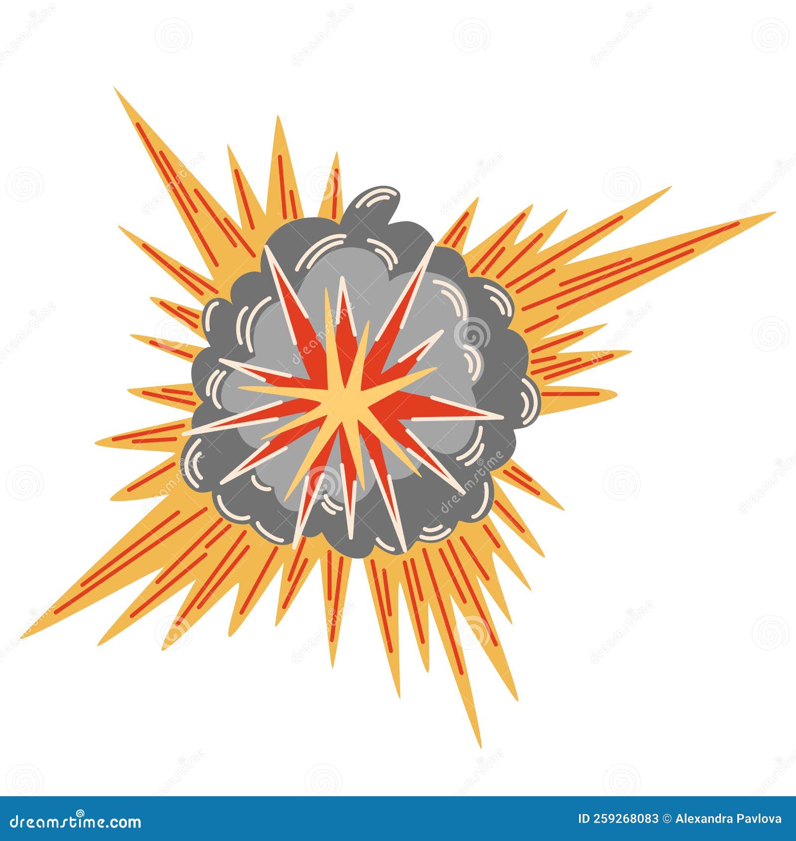 Explosion. Cartoon Dynamite or Bomb Explosion, Fire. Boom Clouds and ...