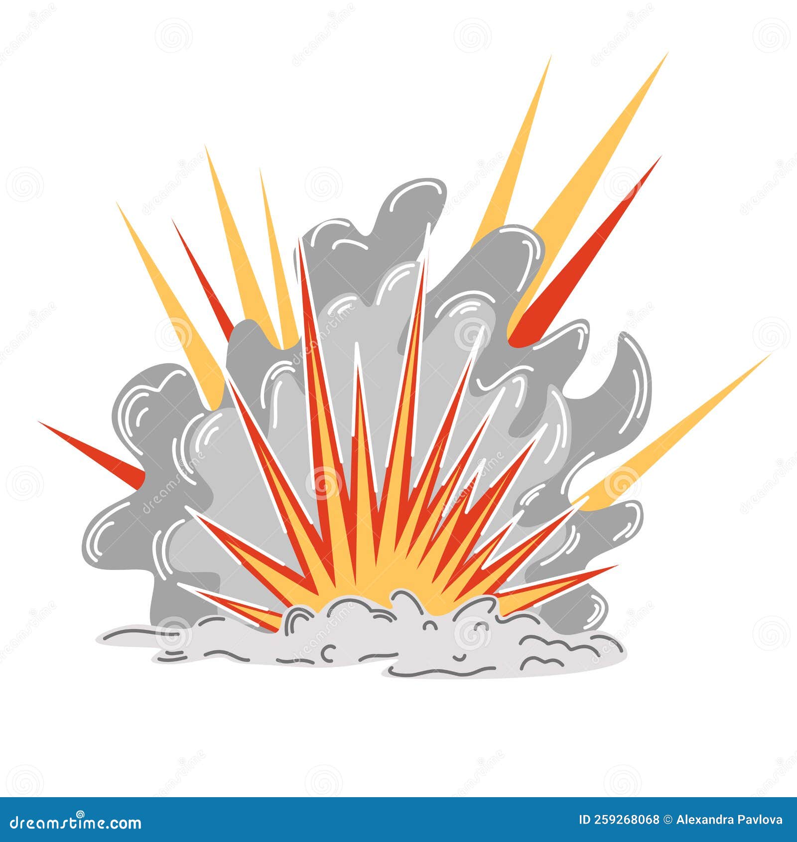 Explosion. Cartoon Dynamite or Bomb Explosion, Fire. Boom Clouds and ...