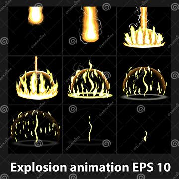 Explosion, Cartoon Explosion Animation Frames for Game. Sprite Sheet on ...