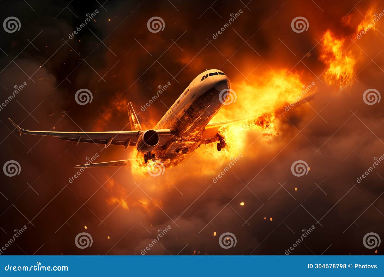 Explosion after Catastrophic Airplane Flight with a Burning Fire a ...