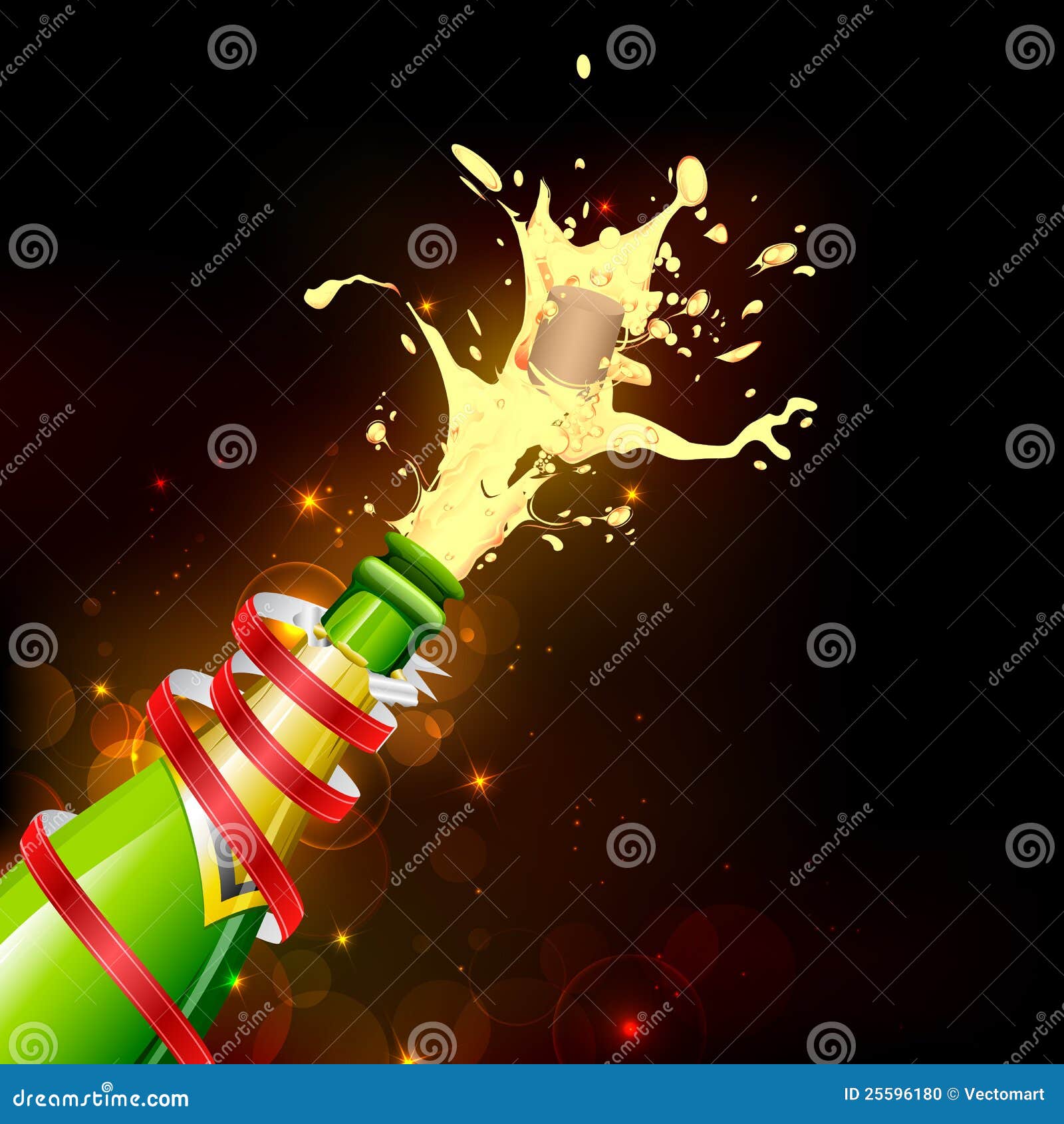 Explosion of Champagne Bottle Cork Stock Illustration - Illustration of ...