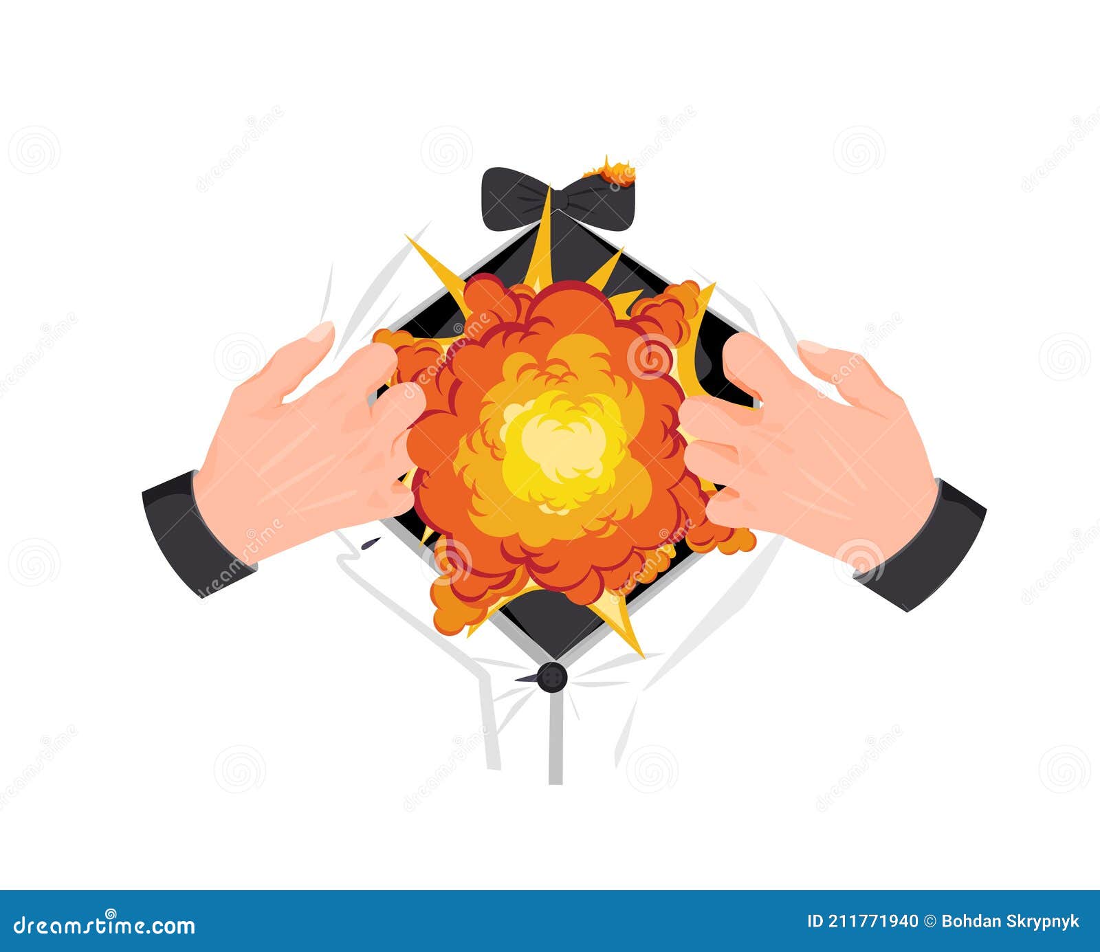 Explosion In Chest Concept. Powerful Heart Attack With Ruptured Aorta ...