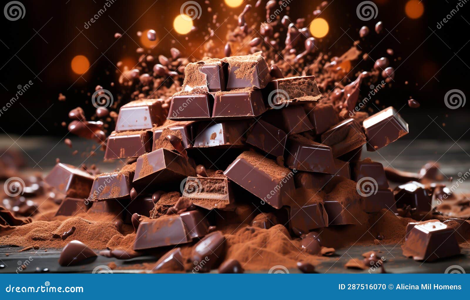 Explosion of Chocolate that Breaks into Pieces. AI Generated Stock ...