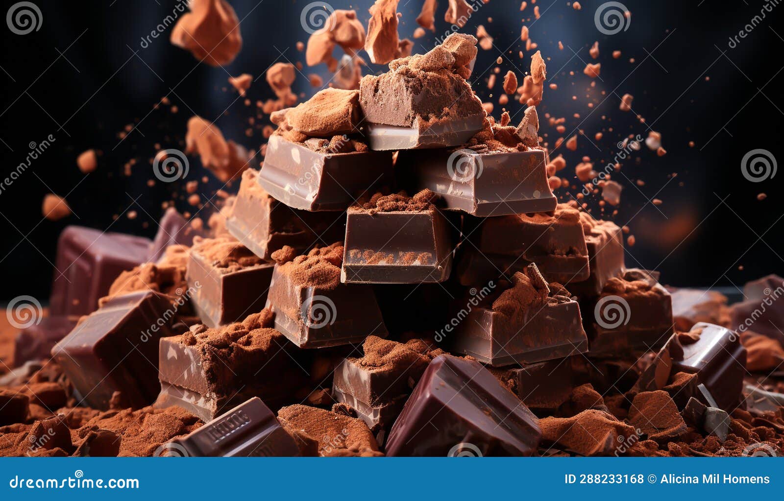 Explosion of Chocolate that Breaks into Pieces. AI Generated Stock ...