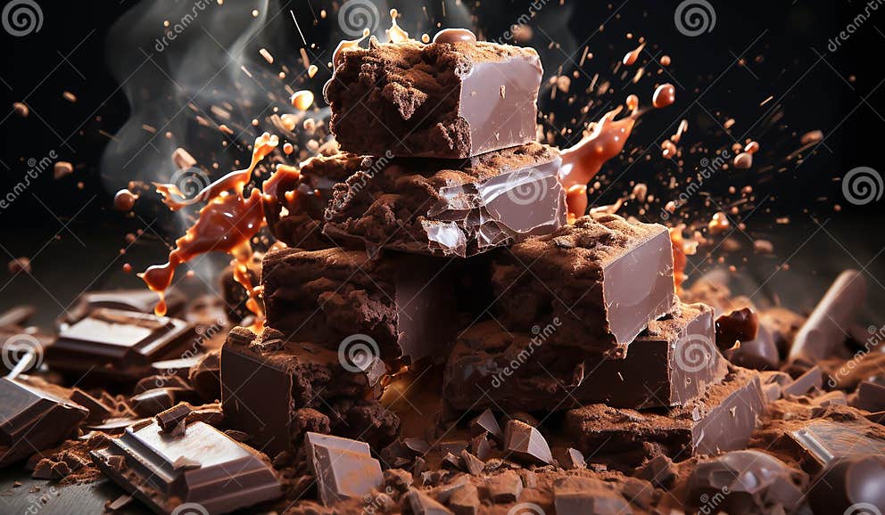 Explosion of Chocolate that Breaks into Pieces. AI Generated Stock ...