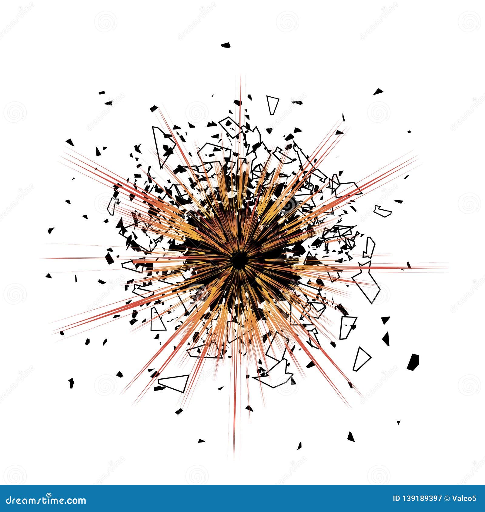 Explosion Cloud of Black Pieces on White Background. Sharp Particles ...