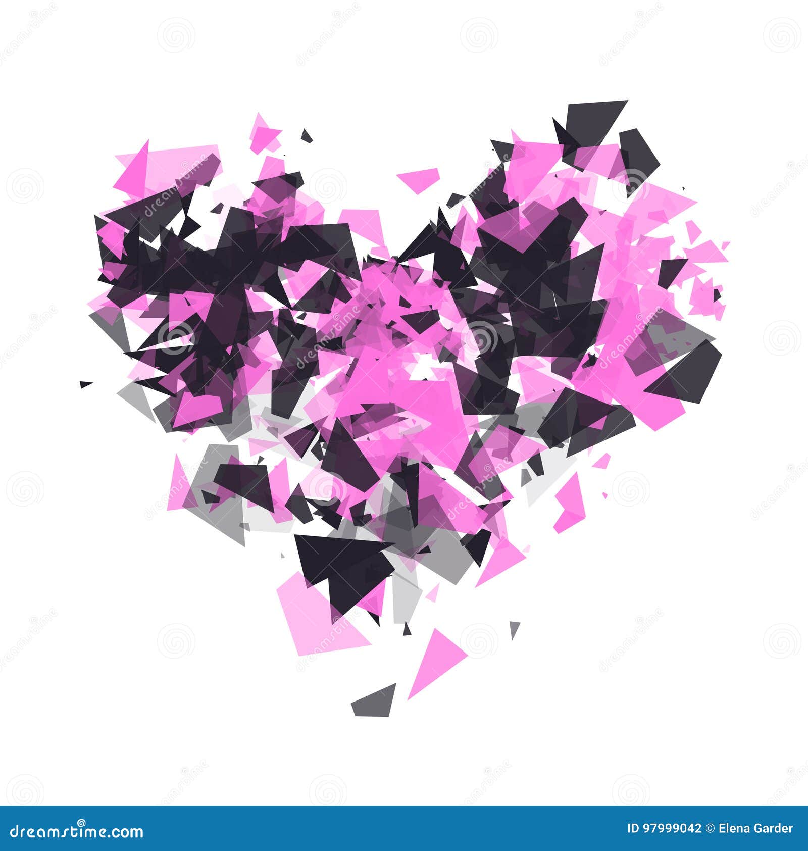 The Explosion of Cloud Particles in the Shape of a Heart. Stock Vector ...