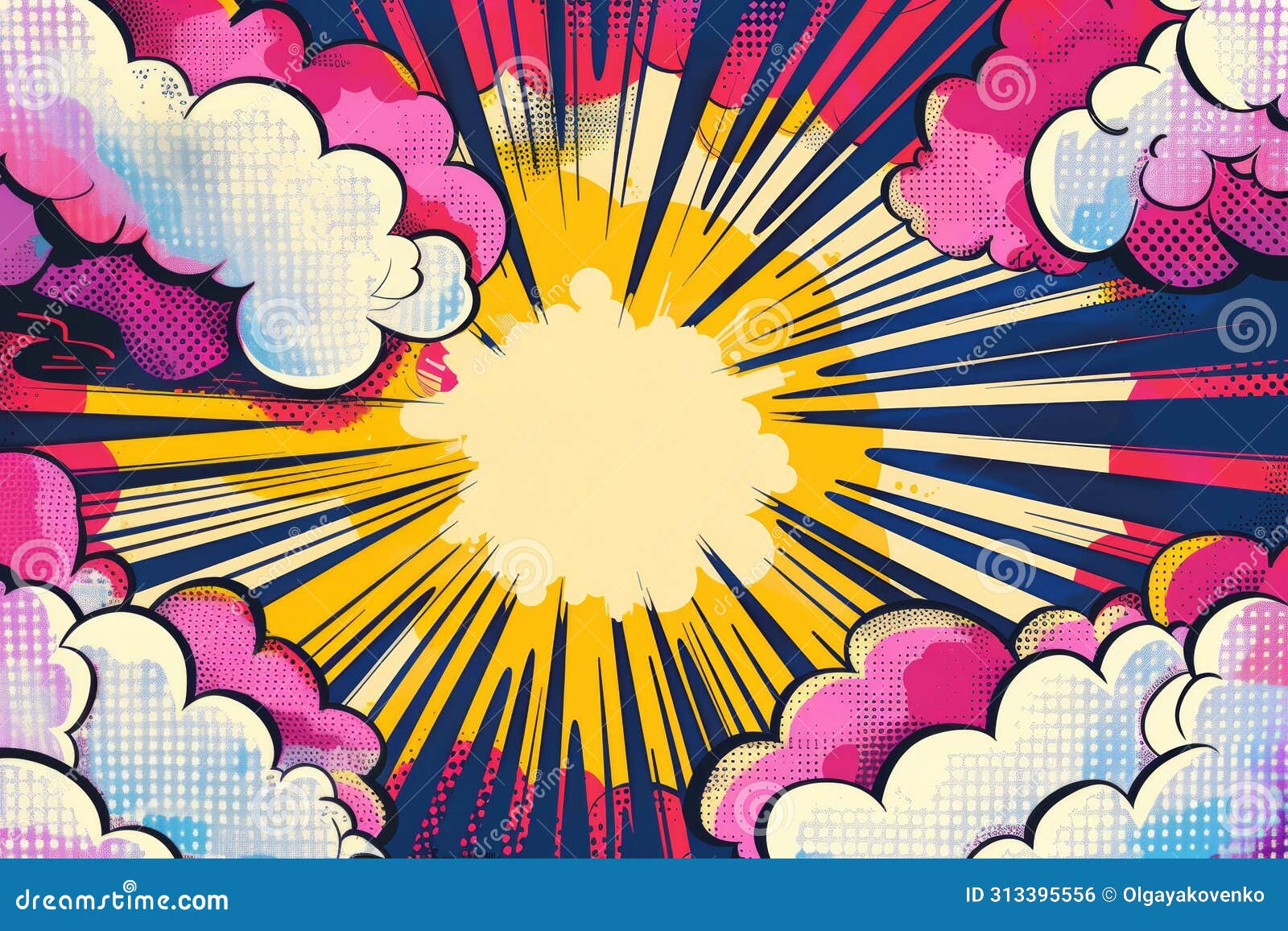 Explosion and Clouds. Abstract Comic Background Stock Illustration ...