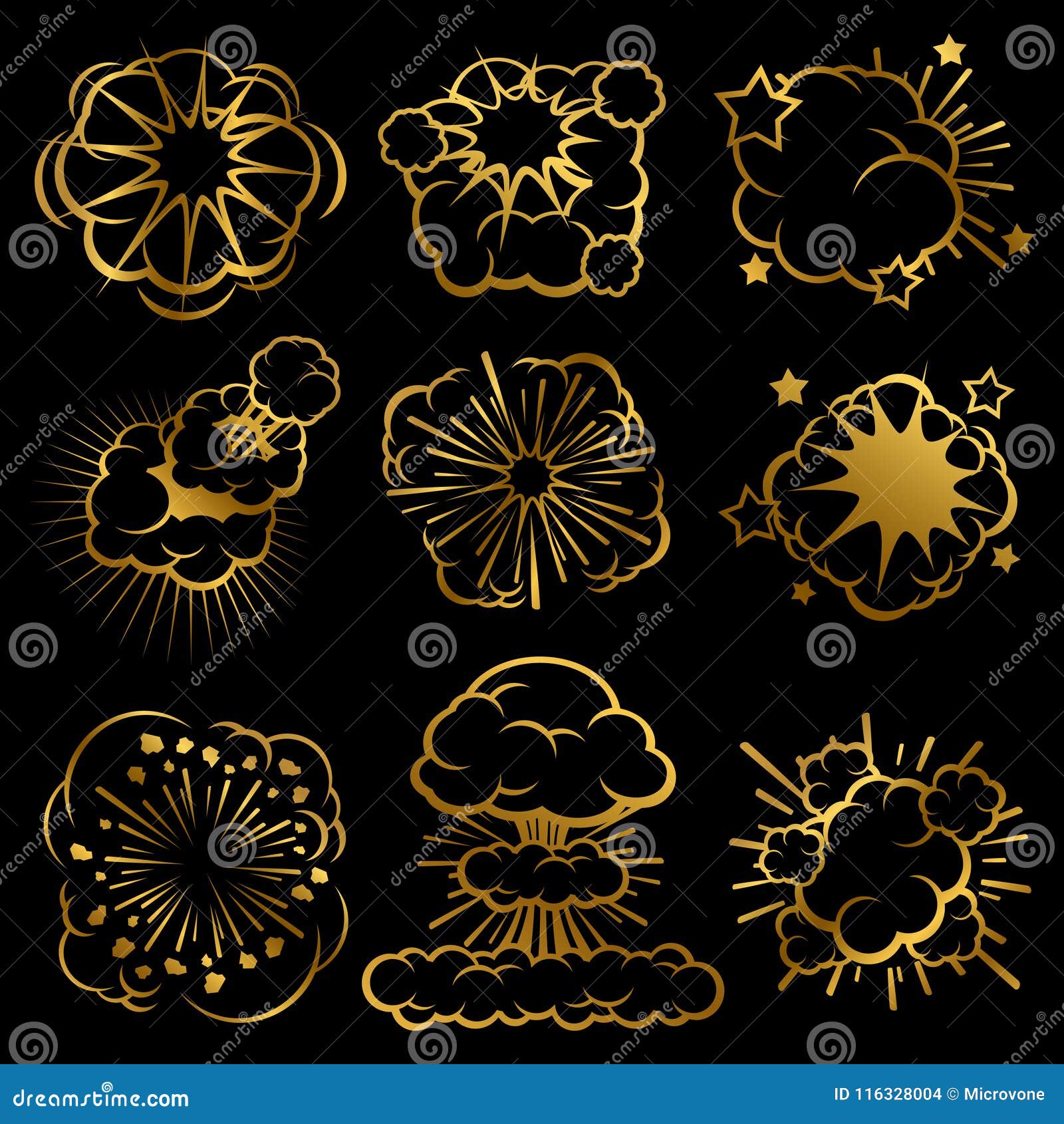 Explosion Clouds. Comic Smoke Rings Vector Set Stock Vector ...