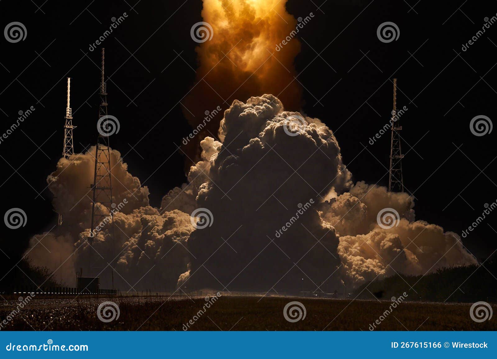 Explosion Clouds after the Space Launch of a Rocket Stock Photo - Image ...