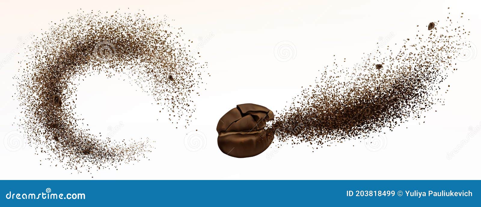 Explosion of Coffee Bean and Arabica Ground Stock Vector - Illustration ...