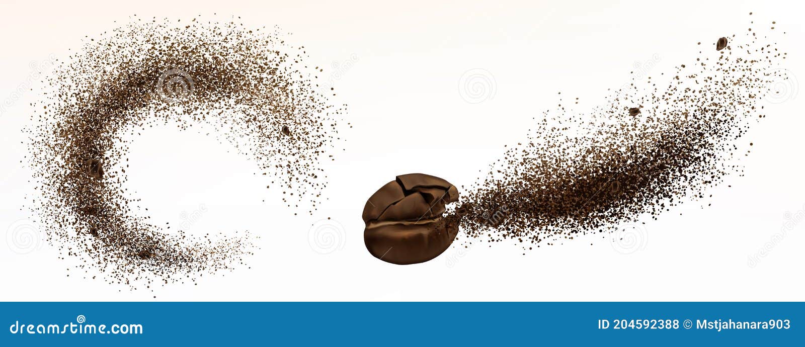 Explosion of Coffee Bean and Arabica Ground Stock Vector - Illustration ...