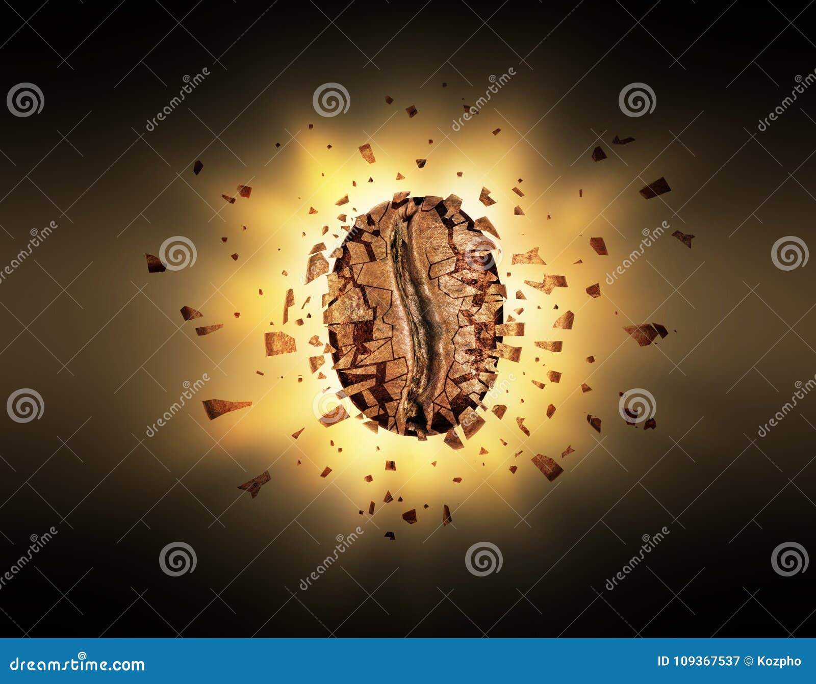 Explosion of Coffee Bean in the Dark Stock Image - Image of blast ...