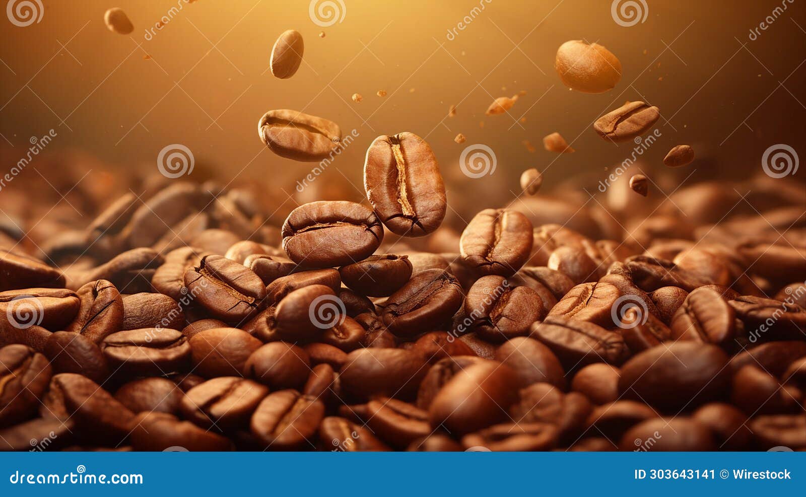 An Explosion of Coffee Beans is Falling from the Sky and into a Large ...