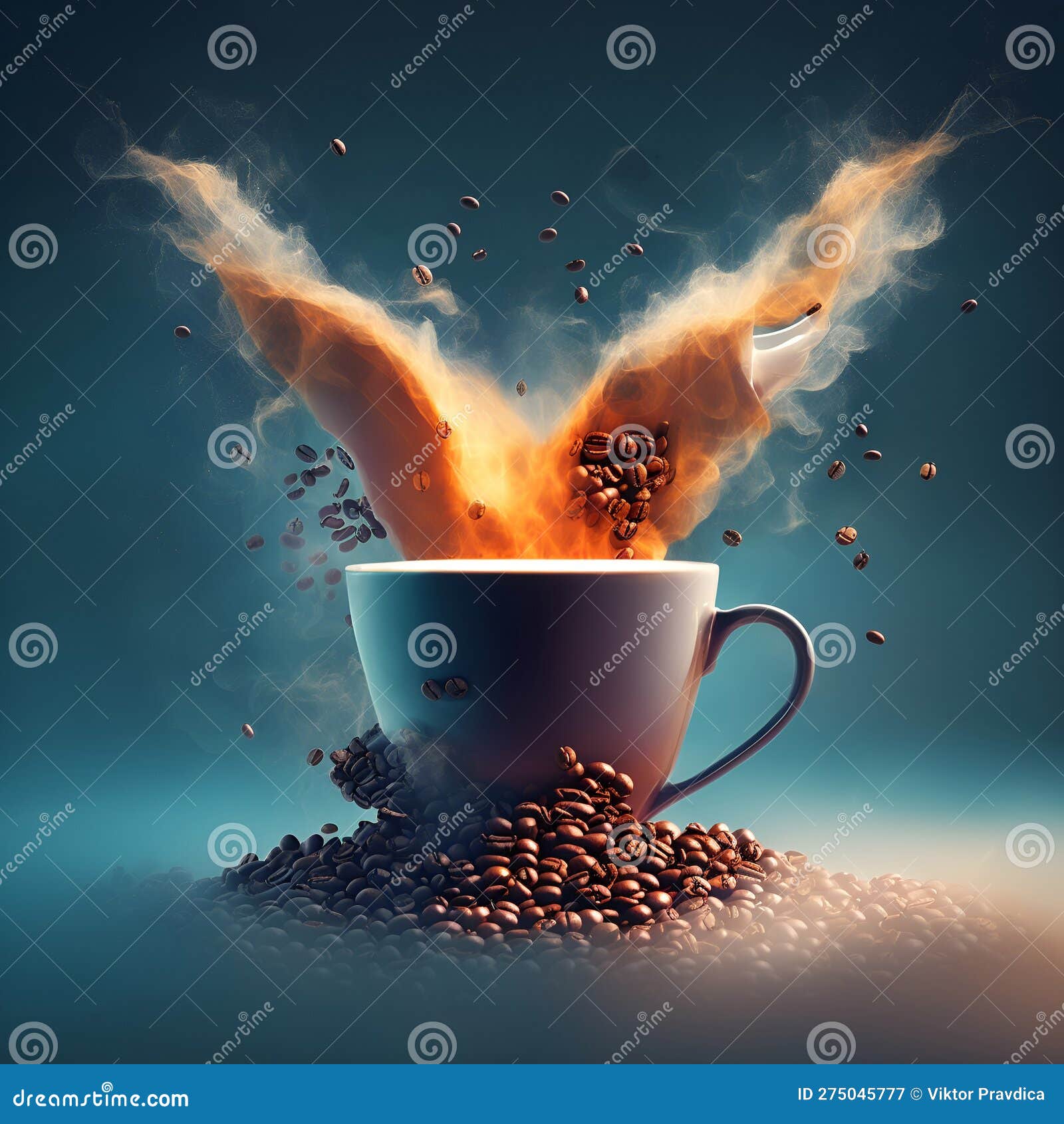 Coffee cup explosion stock image. Image of drink, seed - 275045777