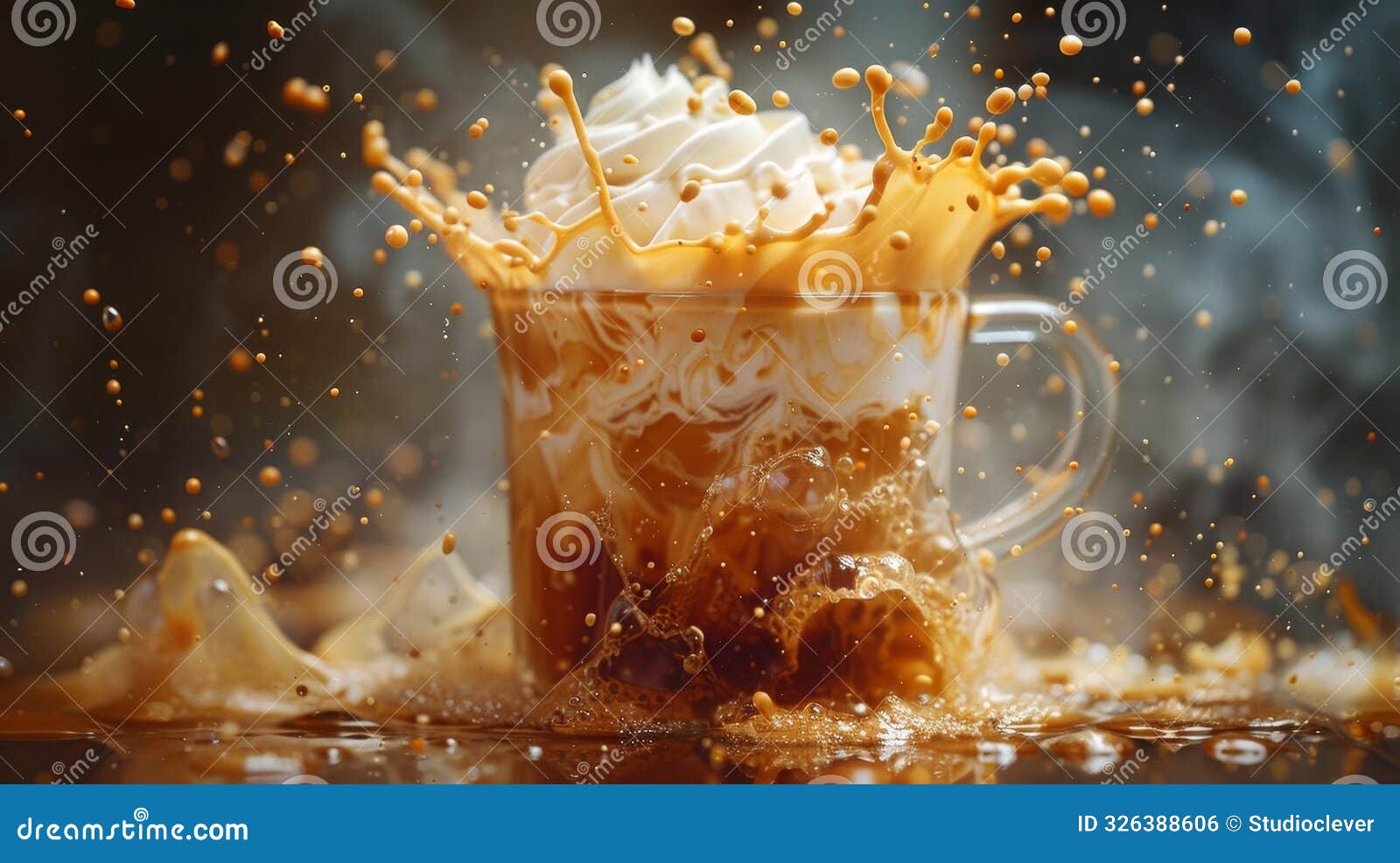Explosion of Coffee Splash with Whipped Cream - Generative Ai Stock ...