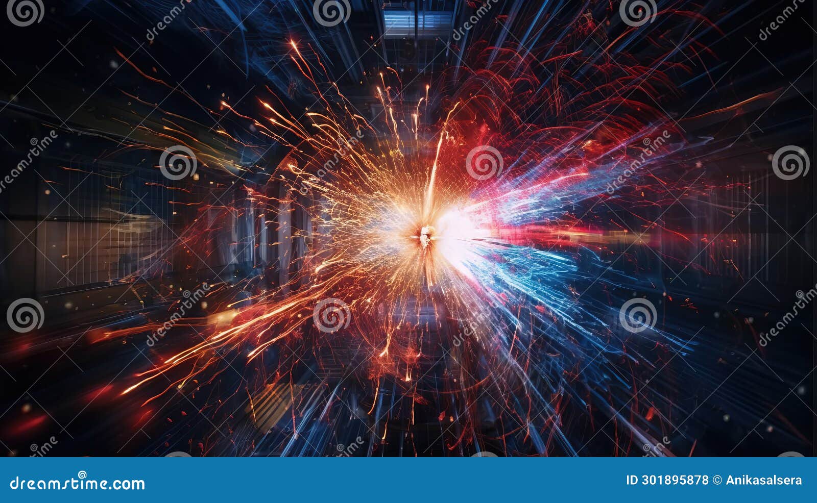 Explosion of Colliding Particles, Science Concept. Generative AI Stock ...
