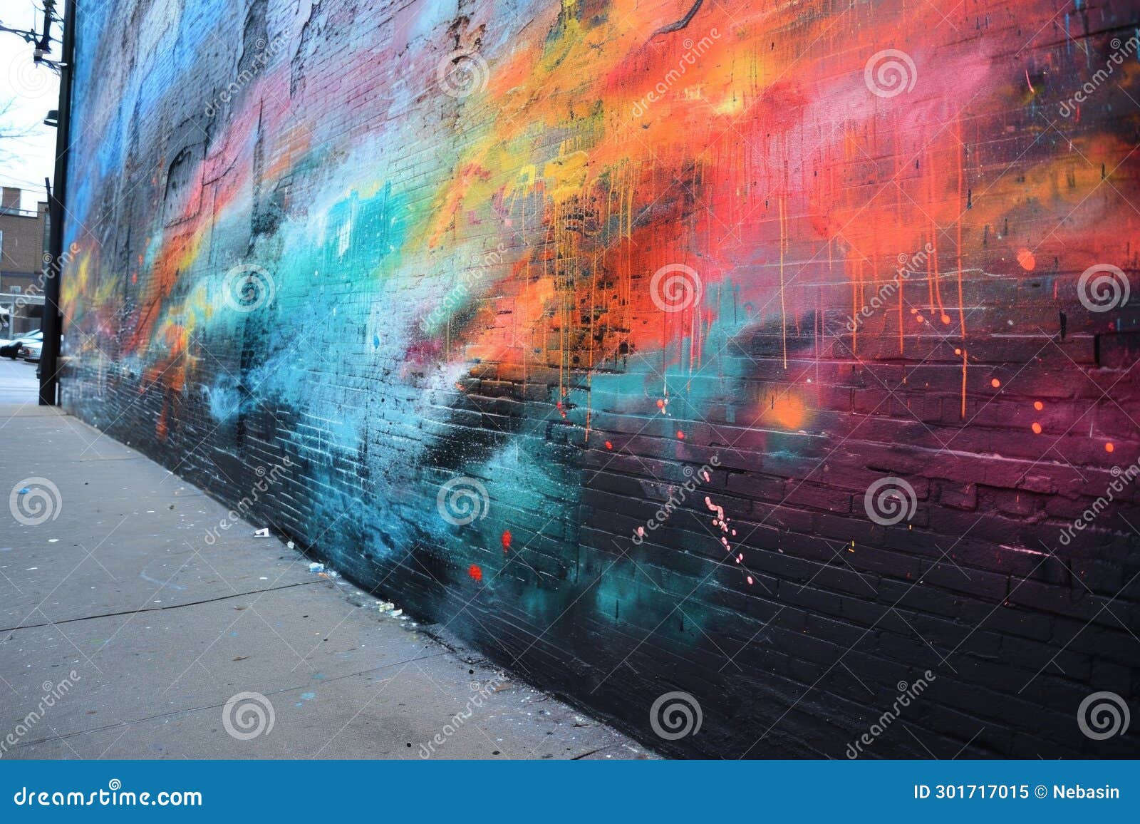 Explosion of Color: Abstract Graffiti on Urban Wall Stock Image - Image ...