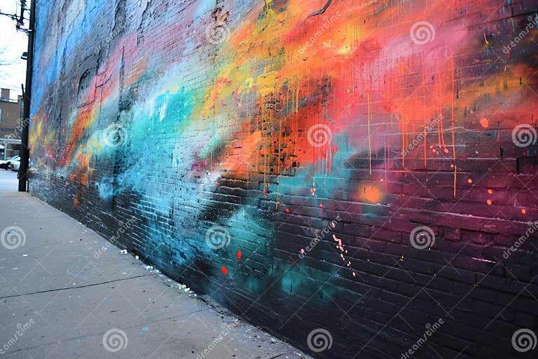 Explosion of Color: Abstract Graffiti on Urban Wall Stock Image - Image ...