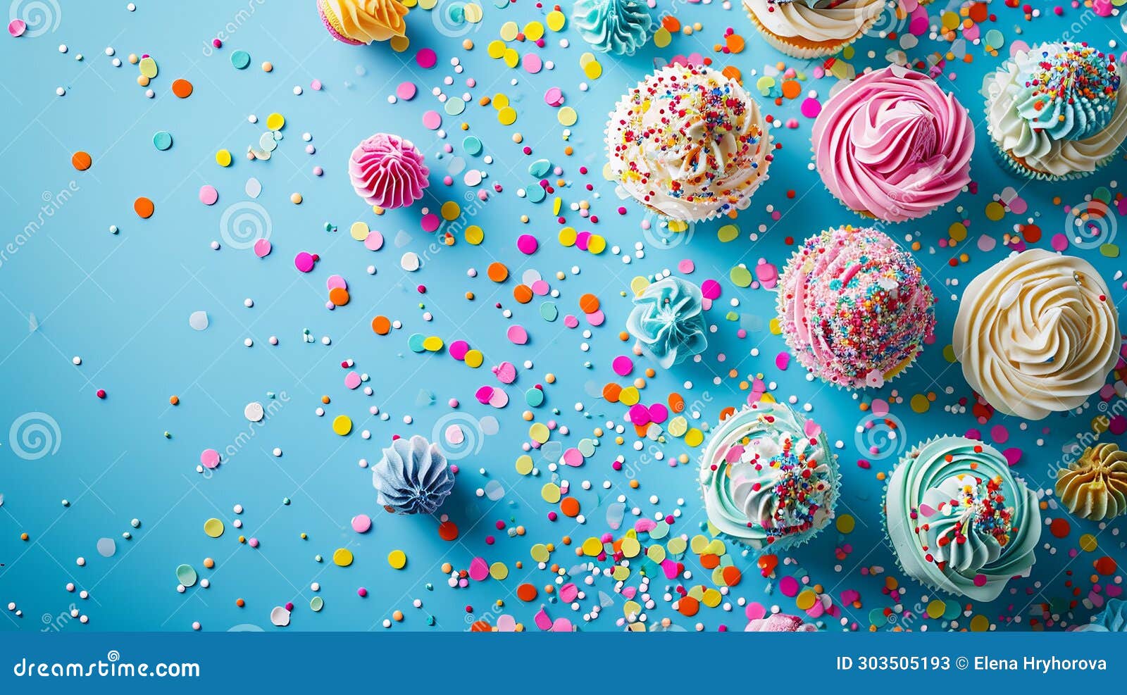 An Explosion of Color and Flavor with Assorted Cupcakes and Confetti on ...