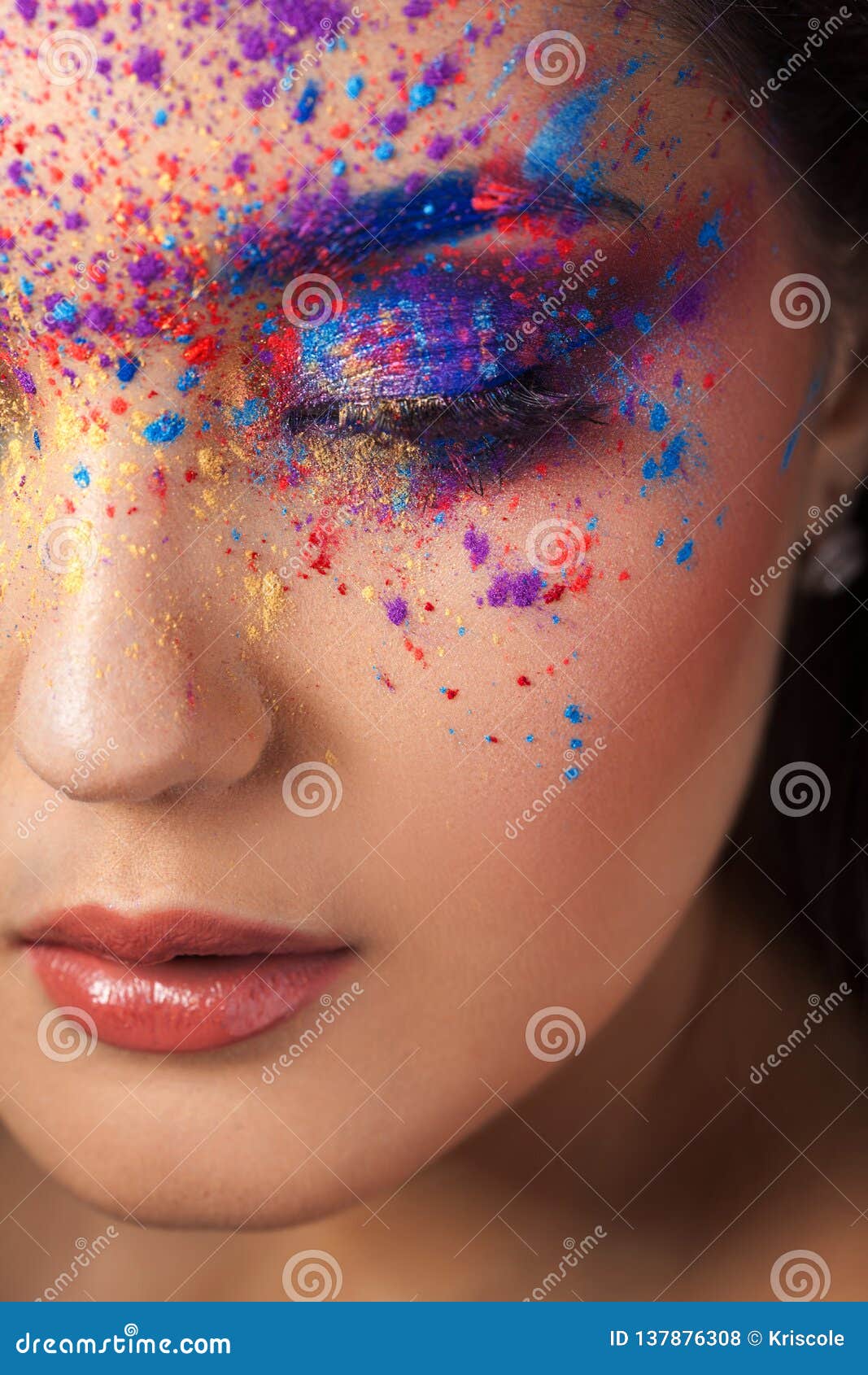 Explosion of Color, Multi-colored Shadows Scattered on the Eyelids ...