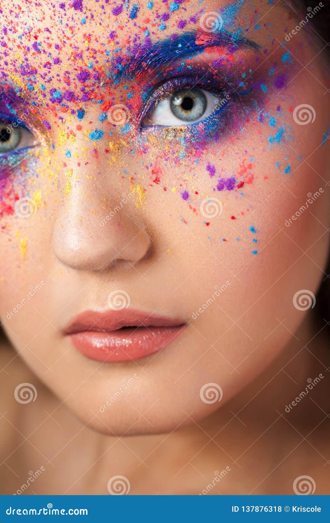 Explosion of Color, Multi-colored Shadows Scattered on the Eyelids ...