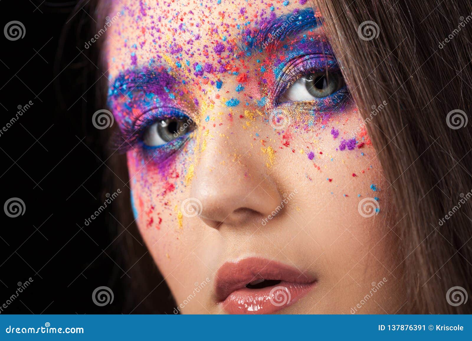 Explosion of Color, Multi-colored Shadows Scattered on the Eyelids ...
