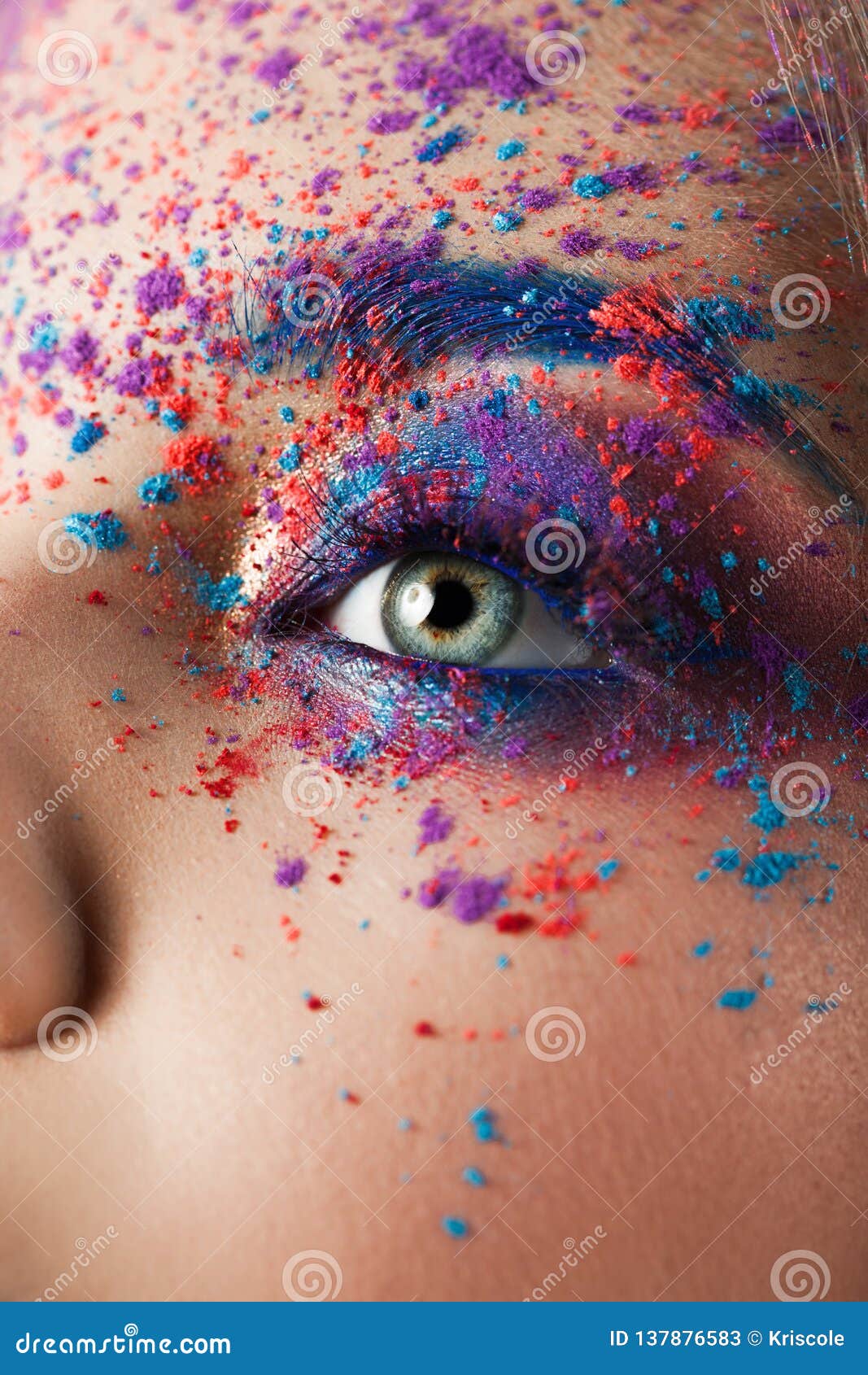 Explosion of Color, Multi-colored Shadows Scattered on the Eyelids ...