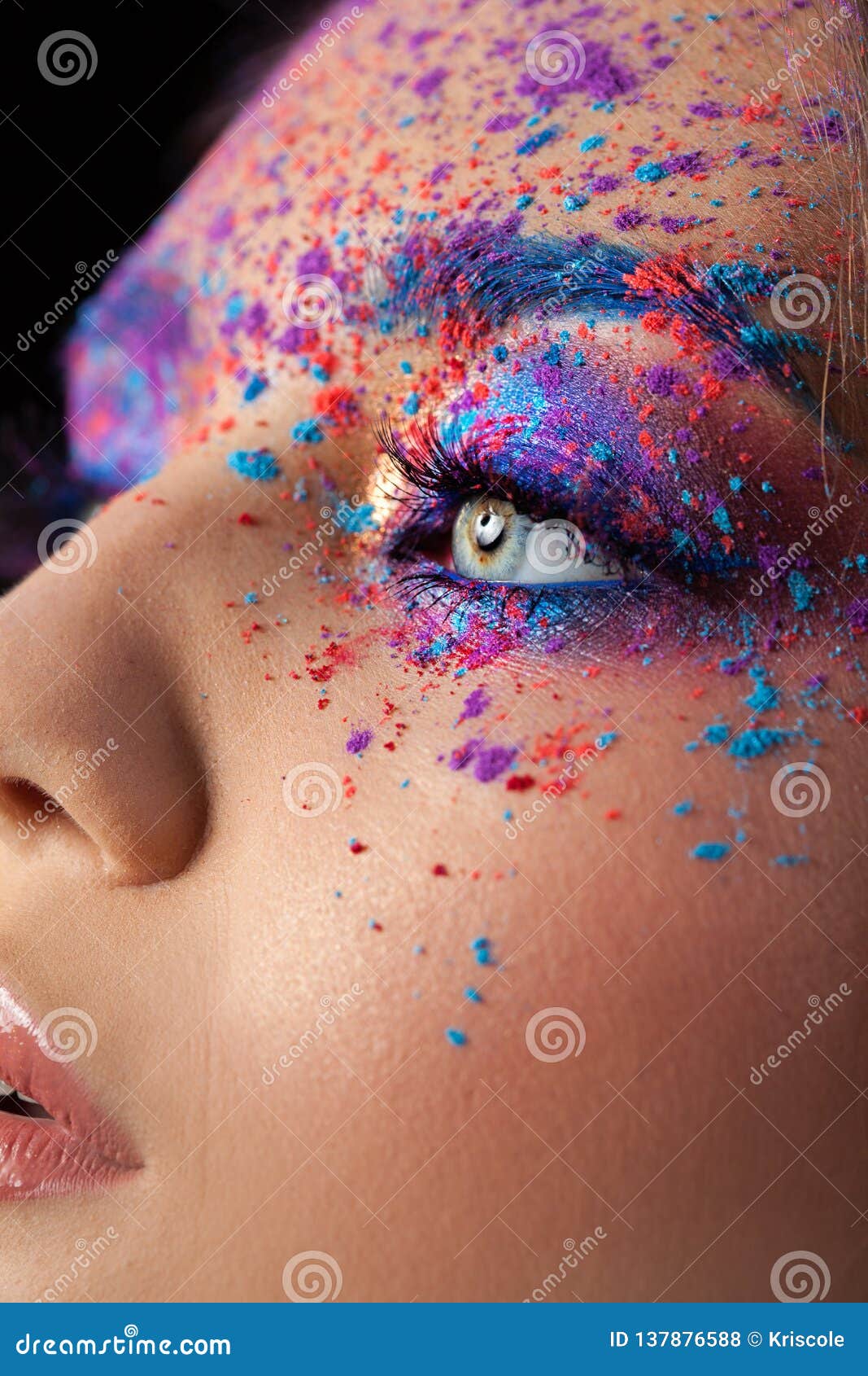 Explosion of Color, Multi-colored Shadows Scattered on the Eyelids ...