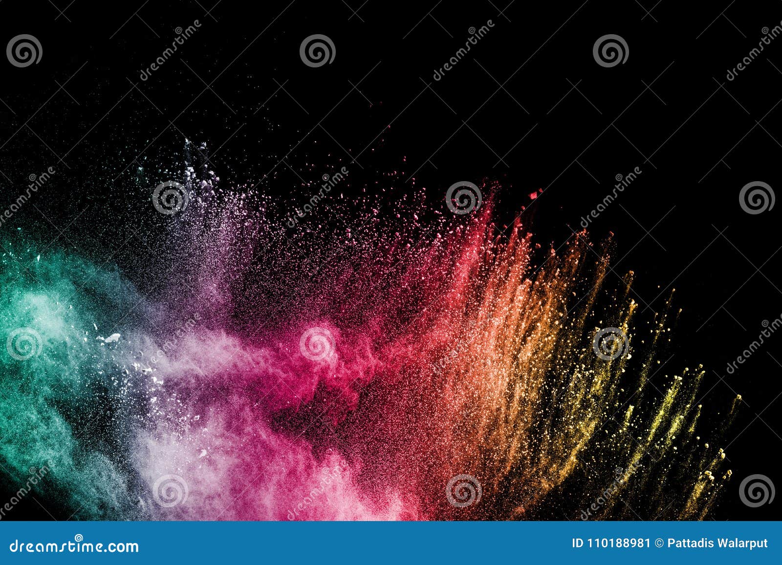 Explosion of Color Powder on Black Background Stock Image - Image of ...
