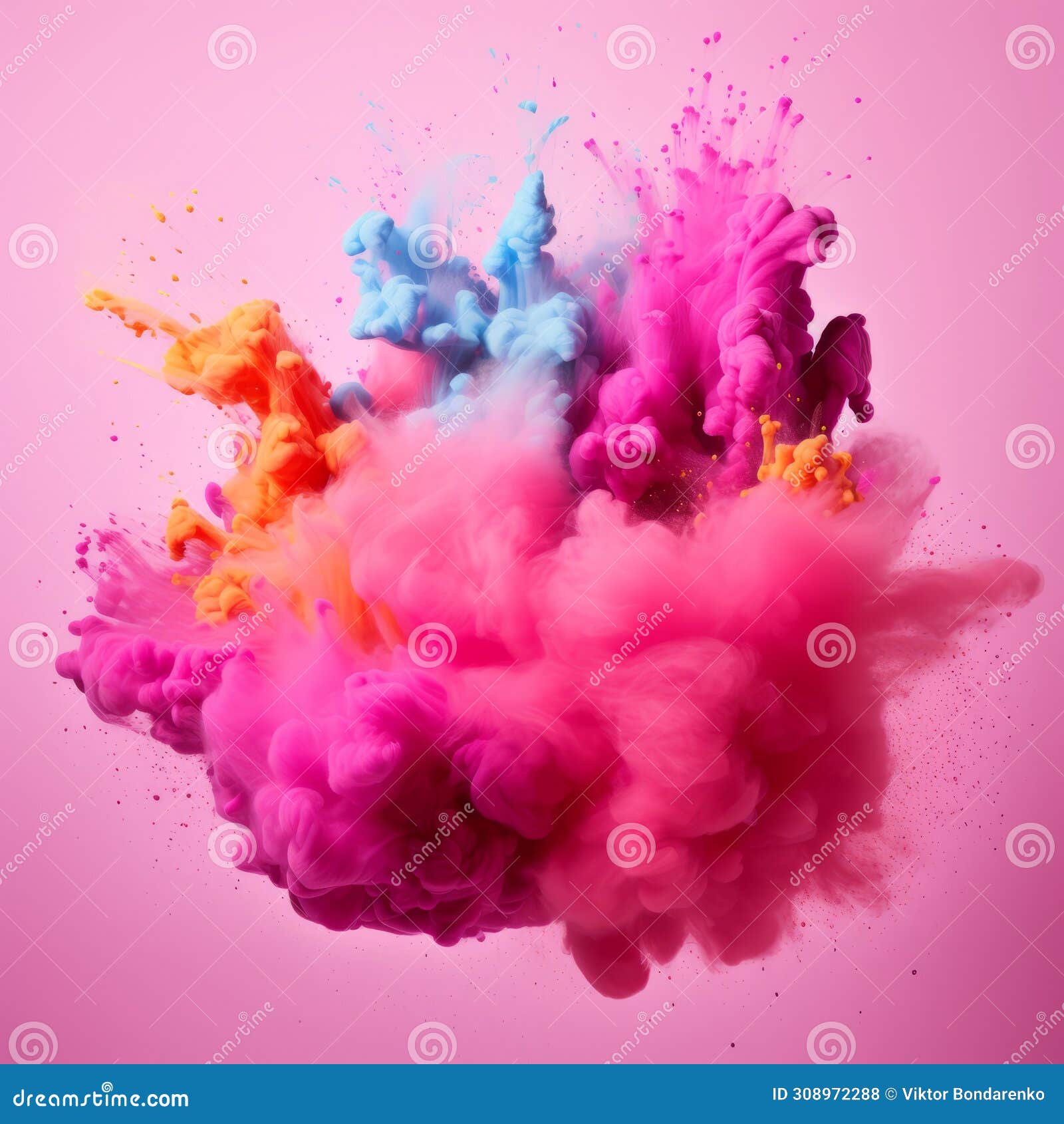 Abstract Background Explosion of Colored Bubble Gum Powder Aerosol ...