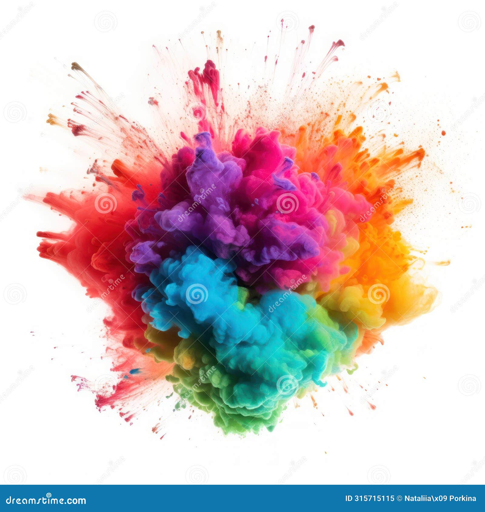 Explosion of Colored Inks on White Background. Abstract Colorful Ink ...