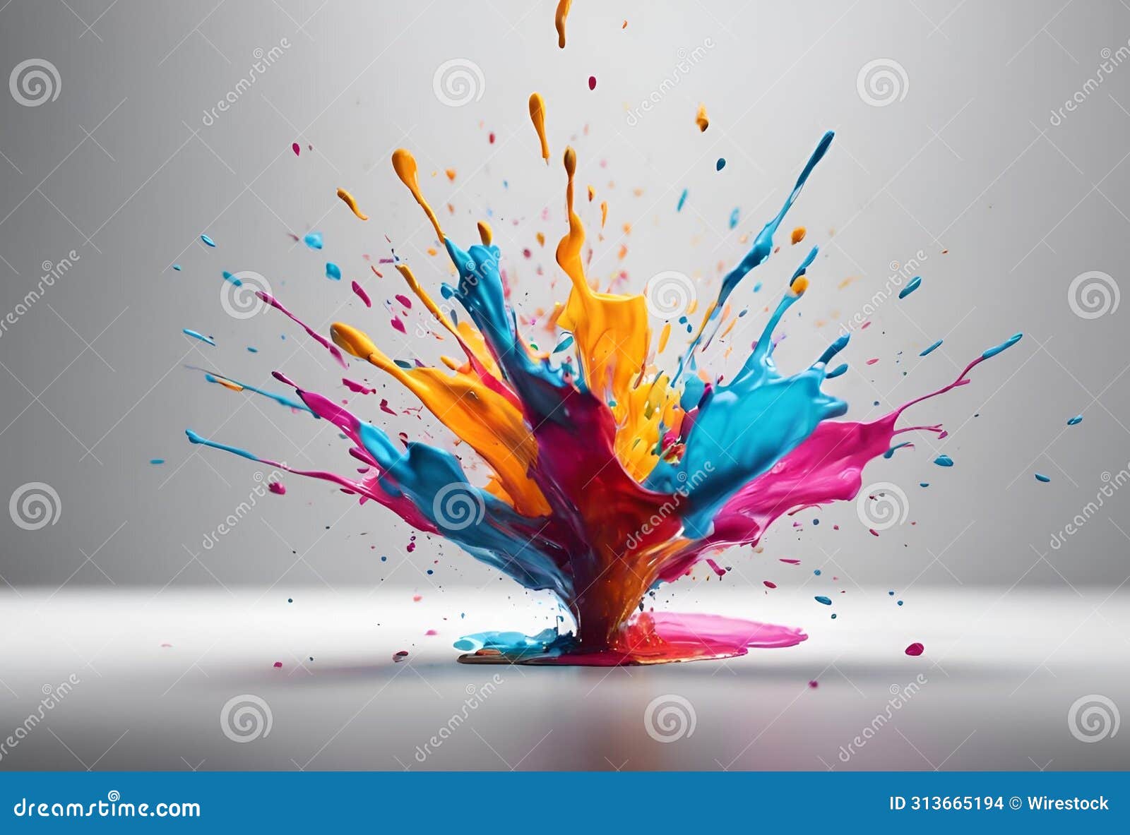 An Explosion of Colored Paint Being Mixed Up in a Large Liquid Puddle ...