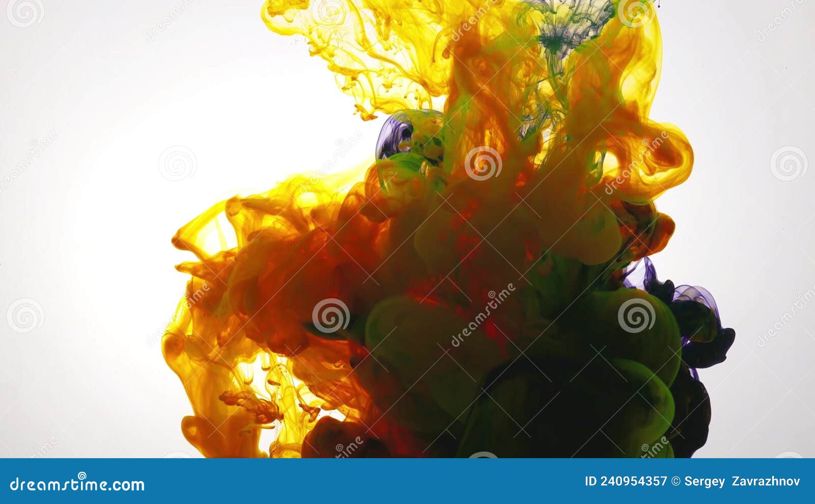 An Explosion of Colored Paints in Water on a White Background. Stock ...
