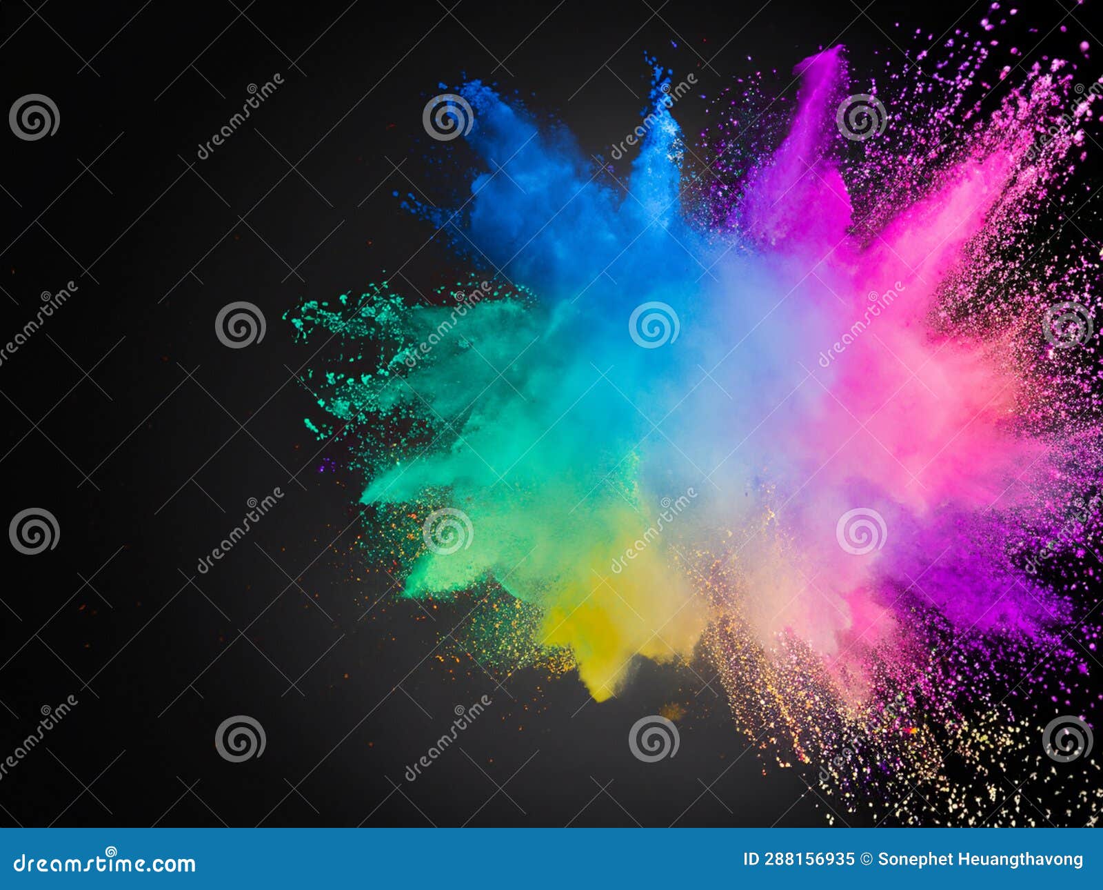 Explosion of Colored Powder on Black Background Stock Illustration ...