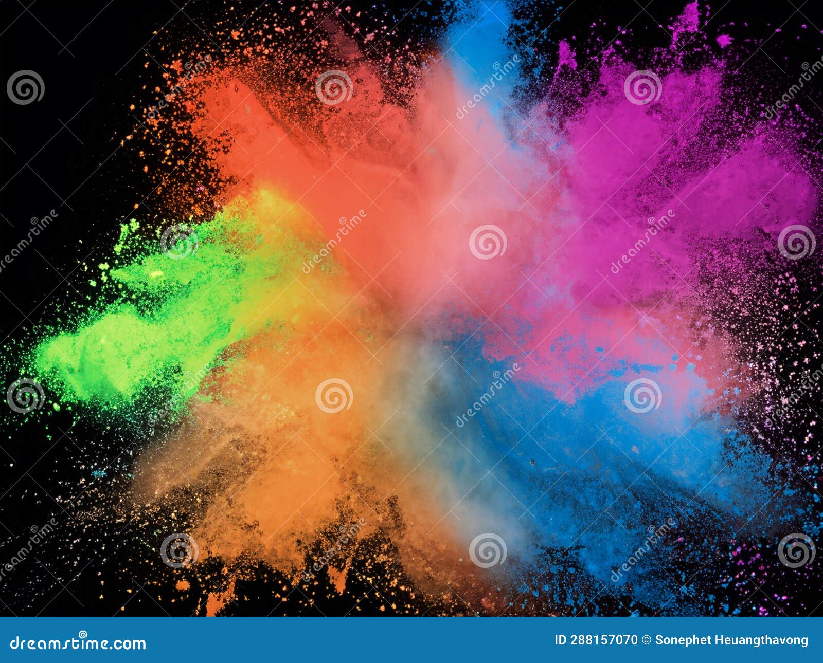 Explosion of Colored Powder on Black Background Stock Photo - Image of ...