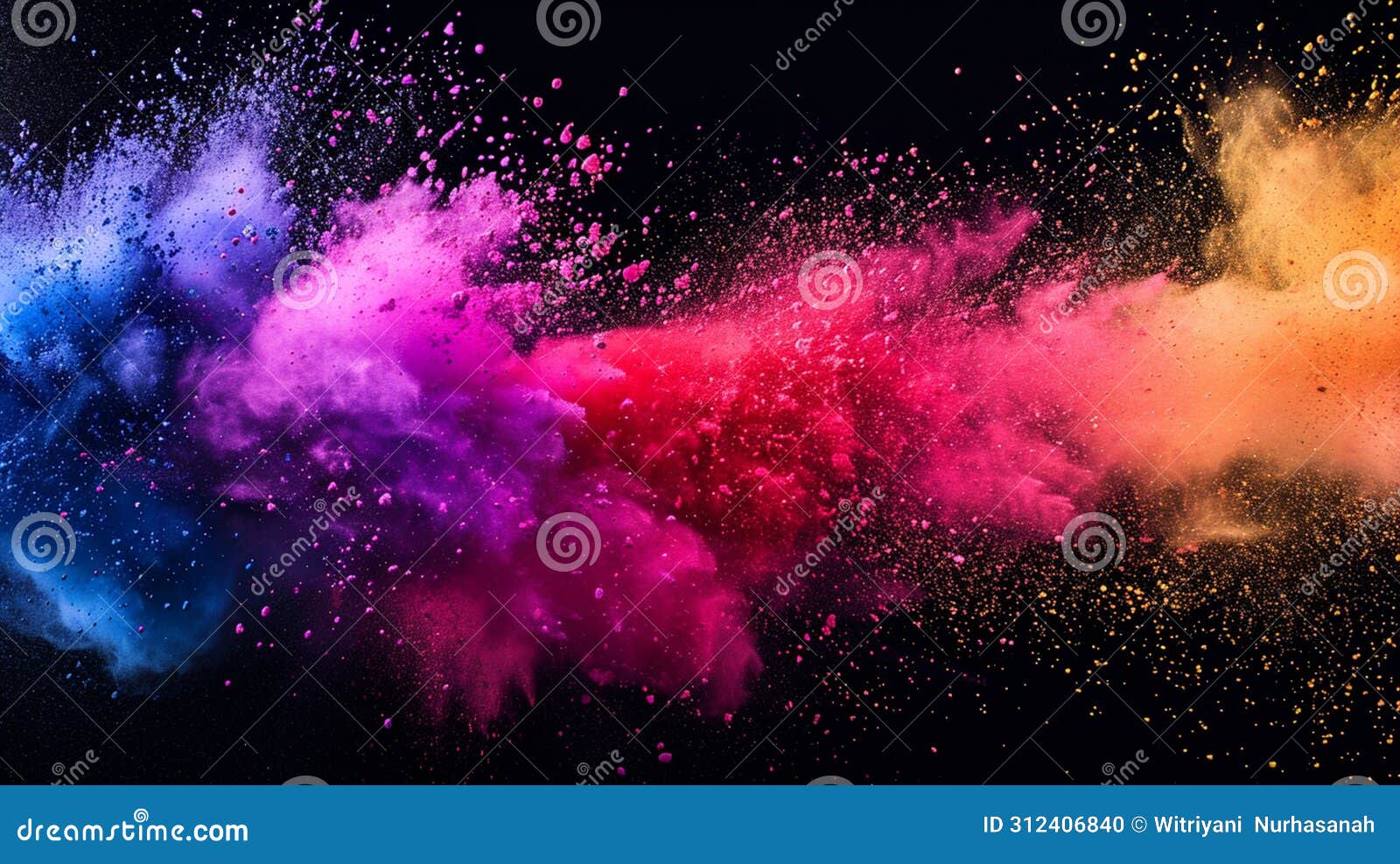 Explosion of Colored Powder on Black Background . Generative Ai Stock ...