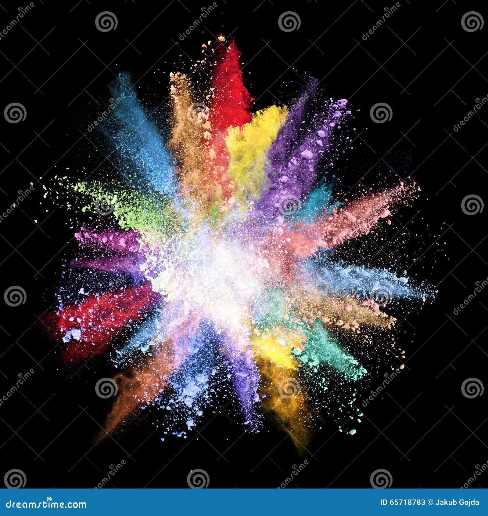 Explosion of Colored Powder on Black Background Stock Image - Image of ...