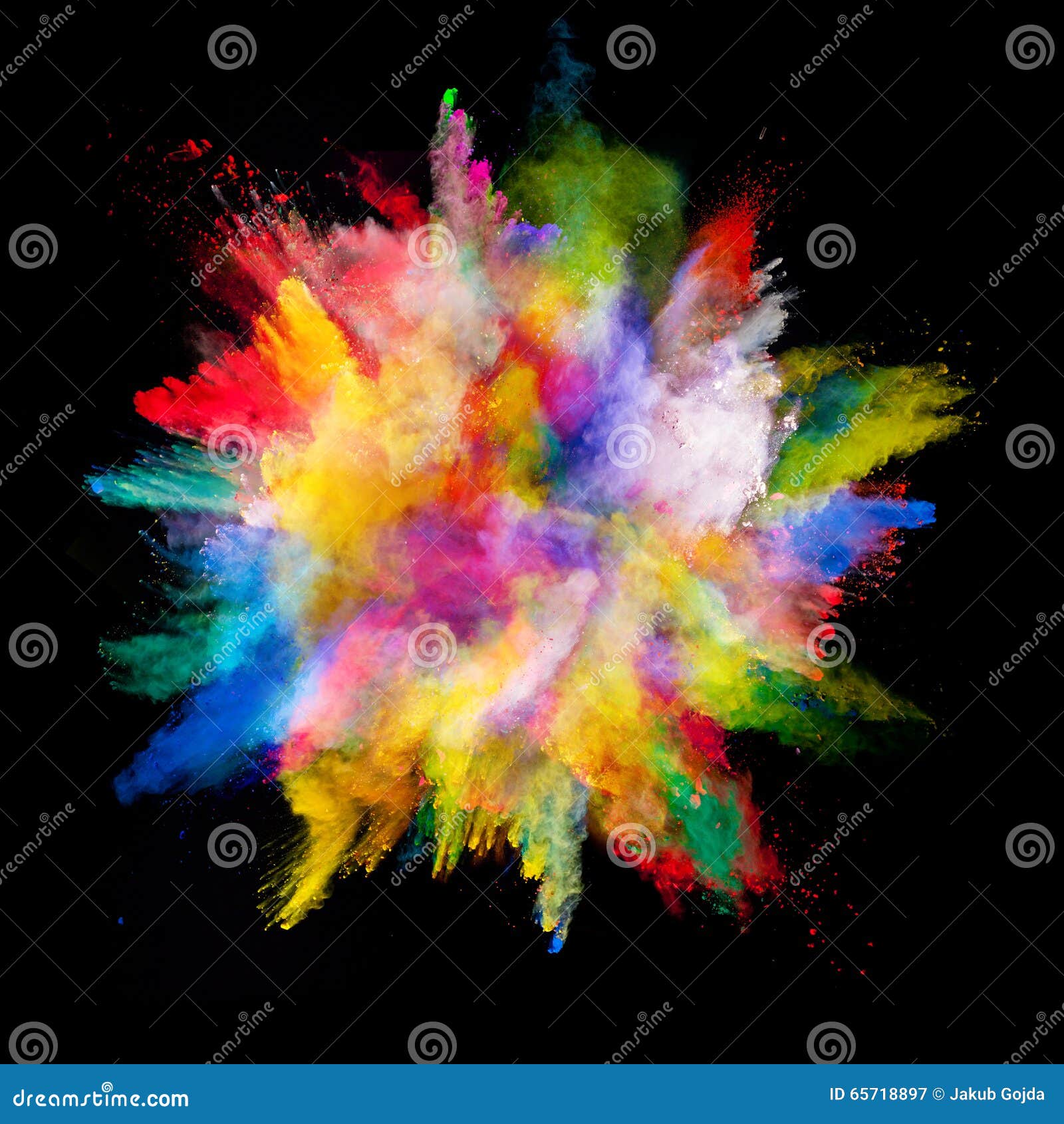 Explosion of Colored Powder on Black Background Stock Image - Image of ...
