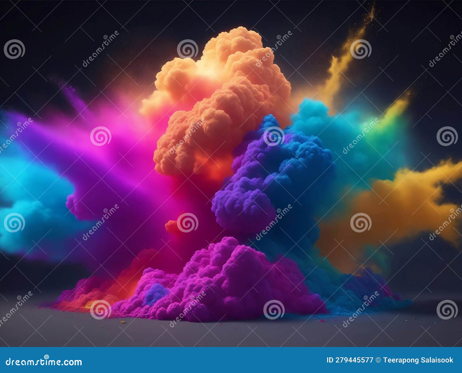 Explosion of Colored Powder, Clouds of Colorful Dust, Generative AI ...
