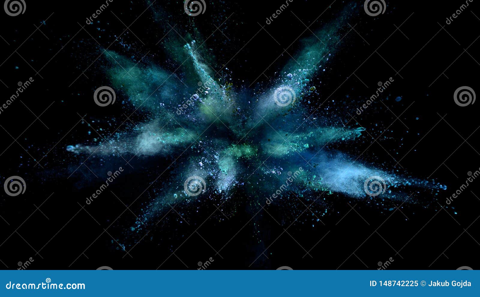 Explosion of Colored Powder Isolated on Black Stock Image - Image of ...