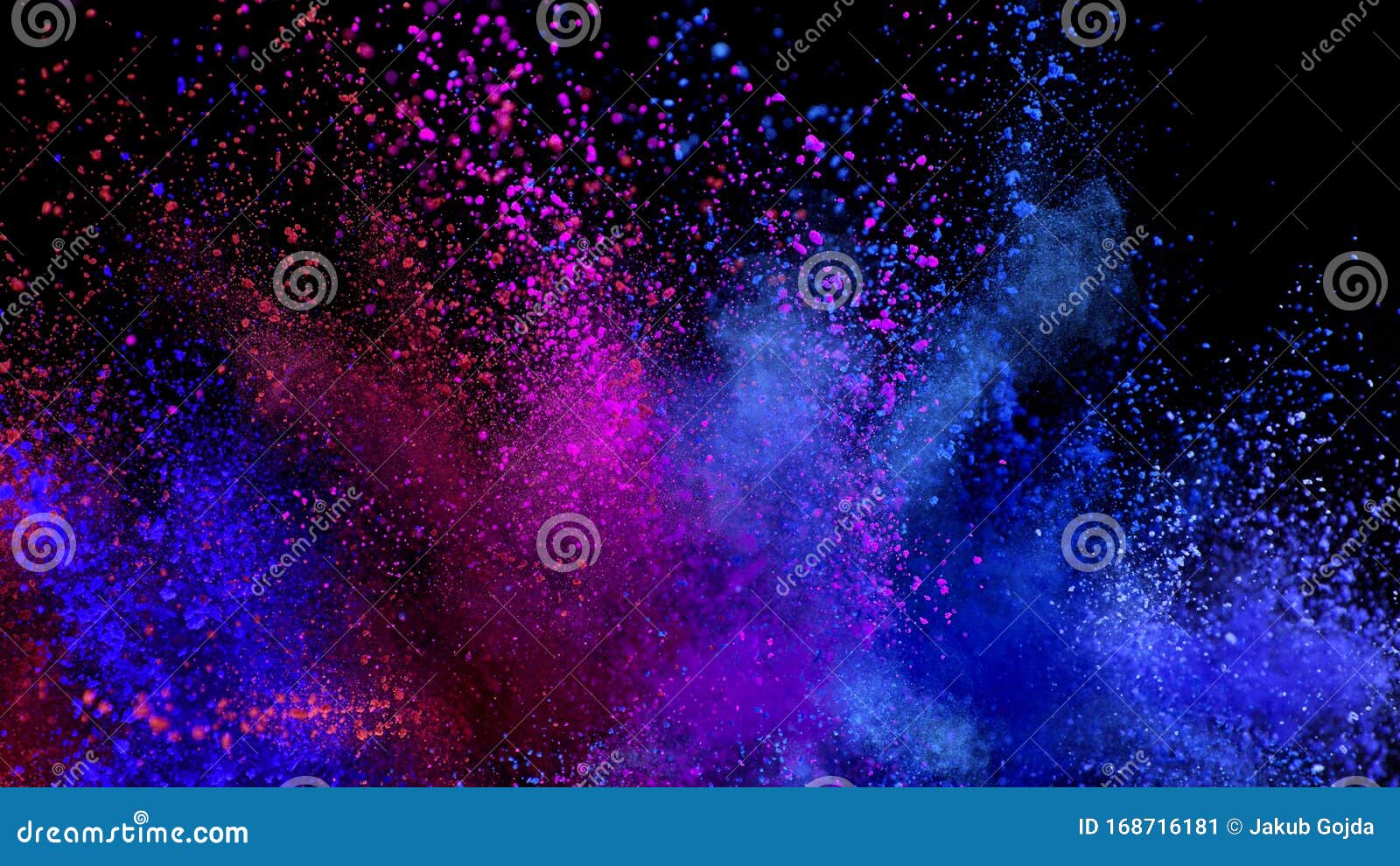 Explosion of Colored Powder Isolated on Black Background Stock Image ...
