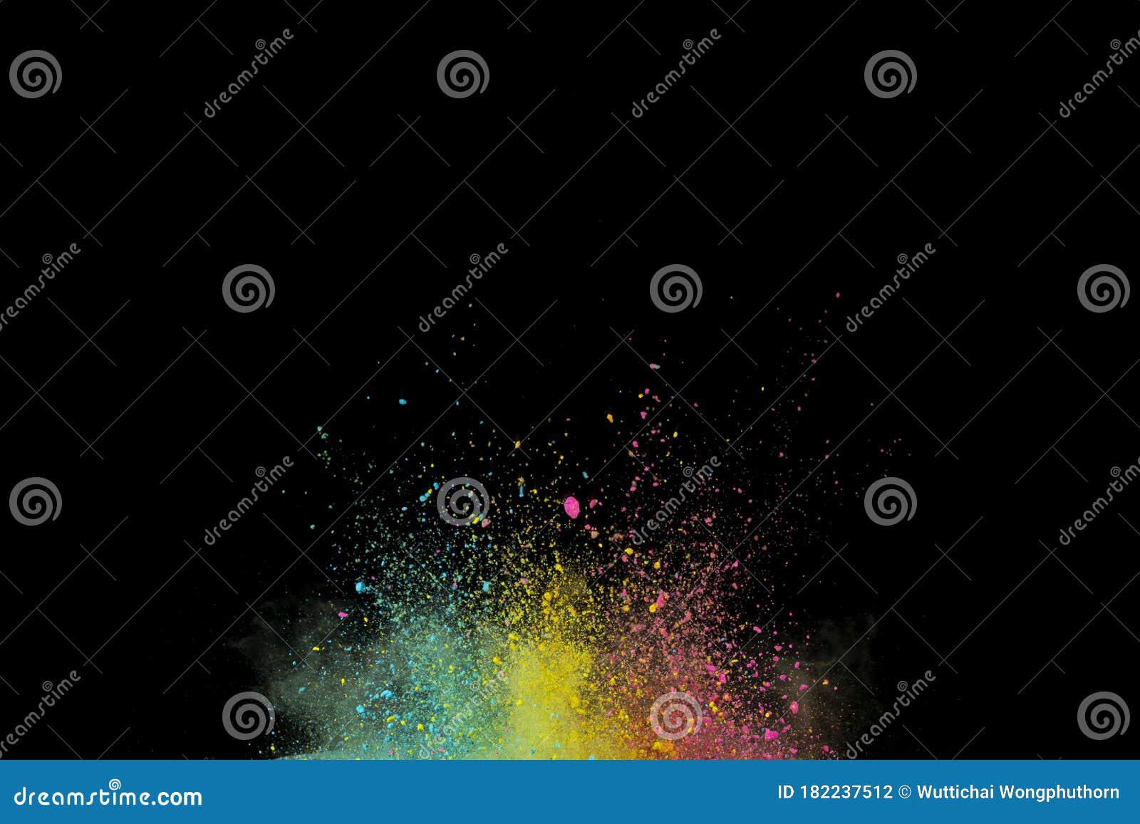 Explosion of Colored Powder Isolated on Black Background. Abstract ...