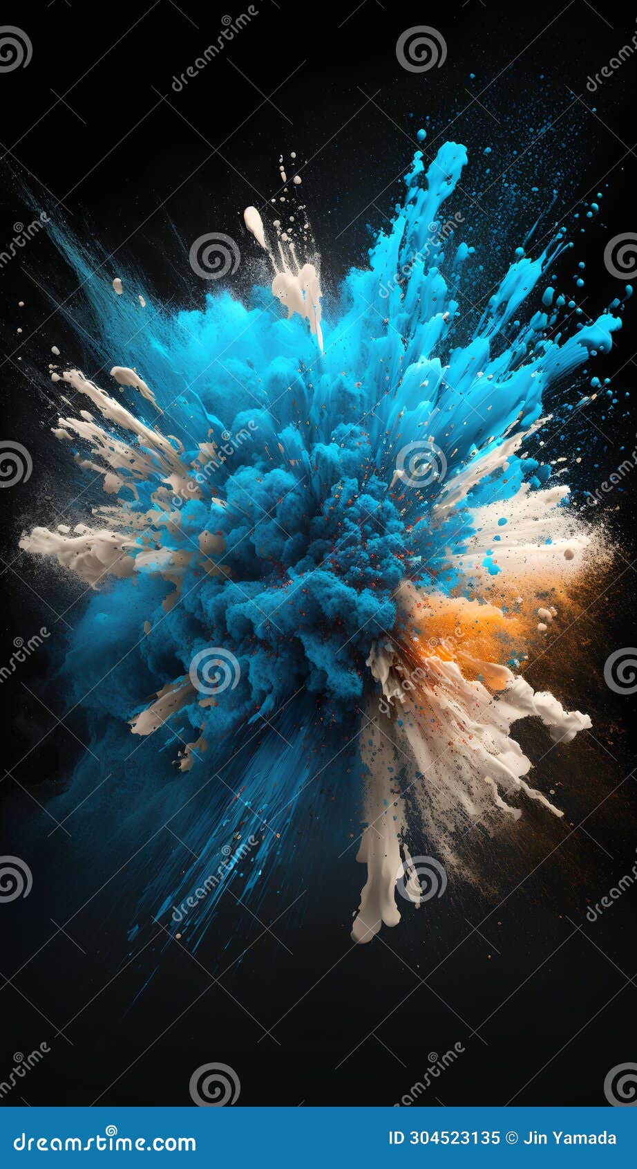 Explosion of Colored Powder Isolated on Black Background. 3d Rendering ...