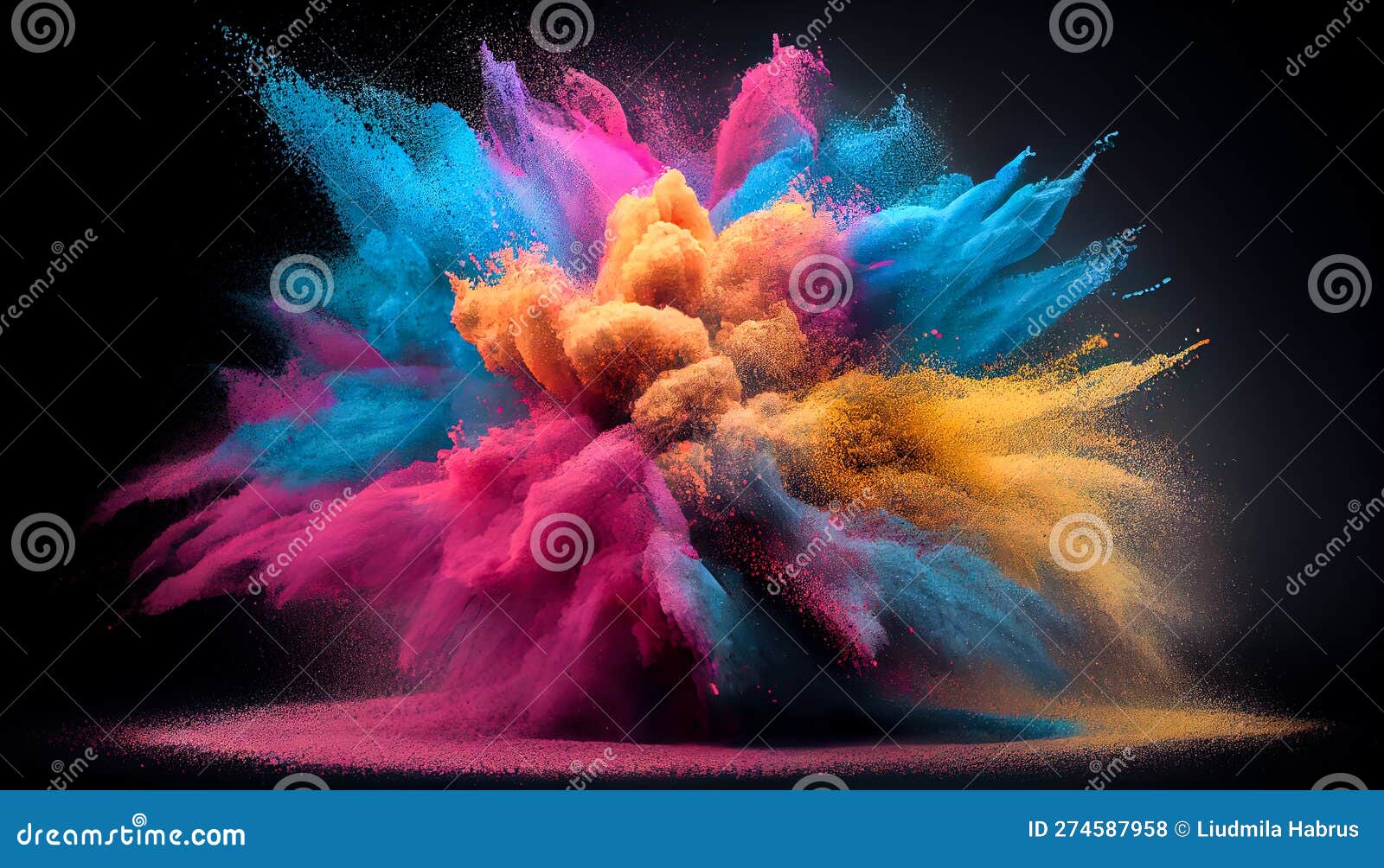 Explosion of Colored Powder, Isolated on Black Background. Generative ...